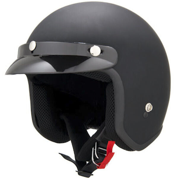 3/4 Open Face Motorcycle Helmet With Visor Matte Finish Black